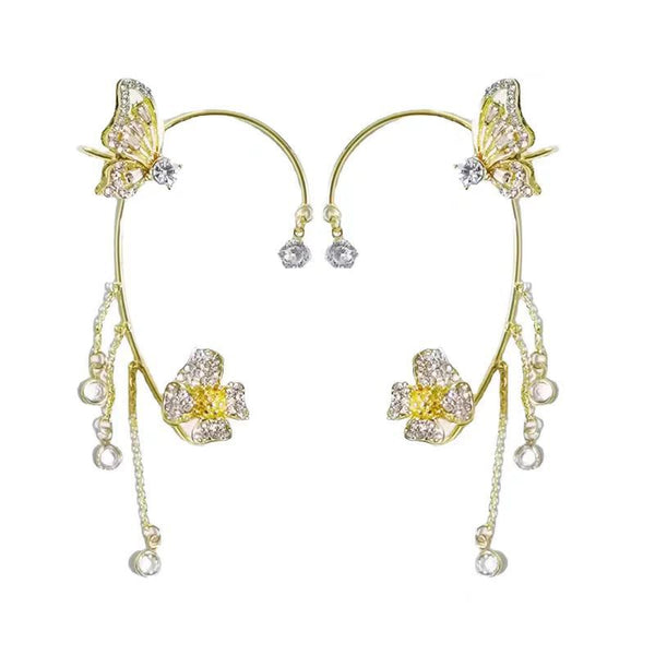 Butterfly Tassel Ear Cuff No Piercing | Elegant Luxury Ear Clip for ...
