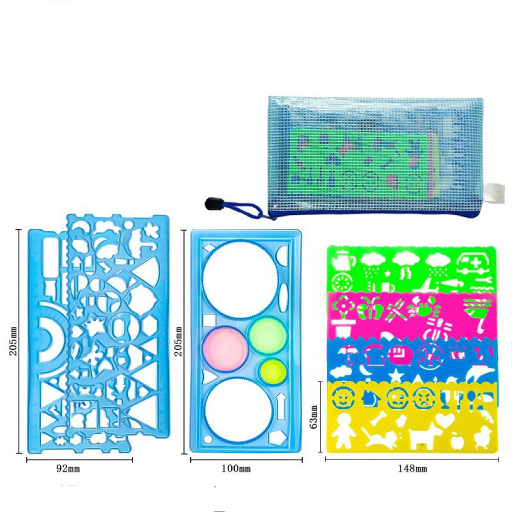 7 Pcs-Multifunctional Versatile Ruler, Drawing Template Ruler, Hollow ...