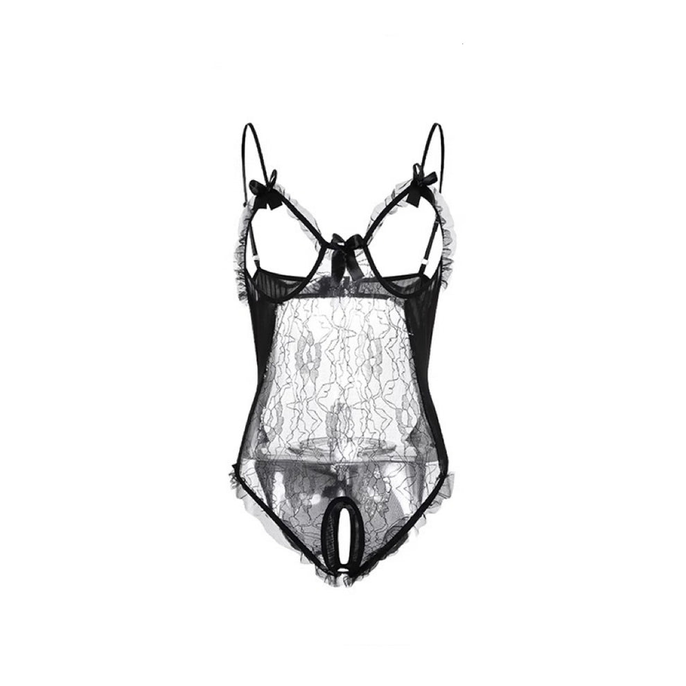Sexy Flower Lace Mesh Hollow One-Piece Pajamas – Elitebaz