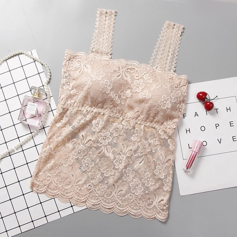 Lace Trim Wide Strap Bra with Padding – Elitebaz