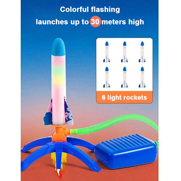 Foot-pump Skyrocket Launcher With Glowing Rockets That Fly Into The Sky ...